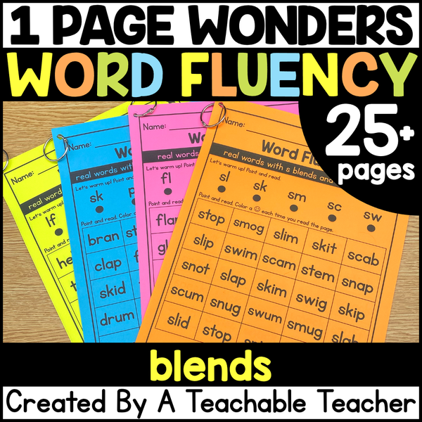 1 Page Wonders for Building Word Fluency - Blends – A Teachable Teacher