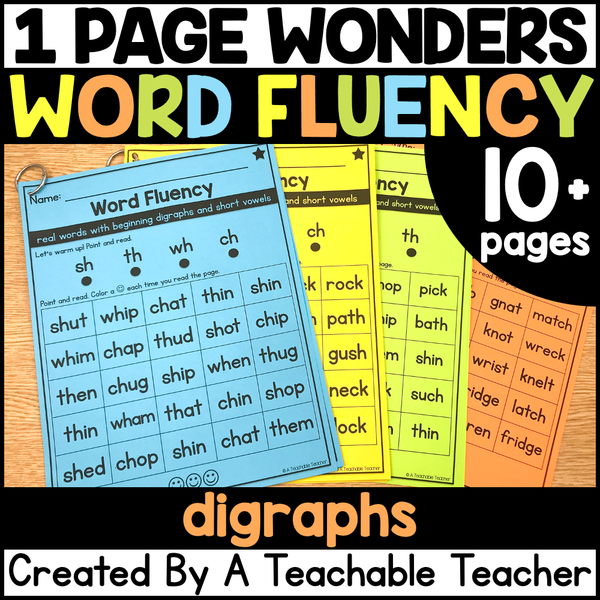 1 Page Wonders for Building Word Fluency - Digraphs – A Teachable Teacher