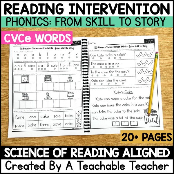 CVCe Words- Worksheets for Reading Intervention – A Teachable Teacher