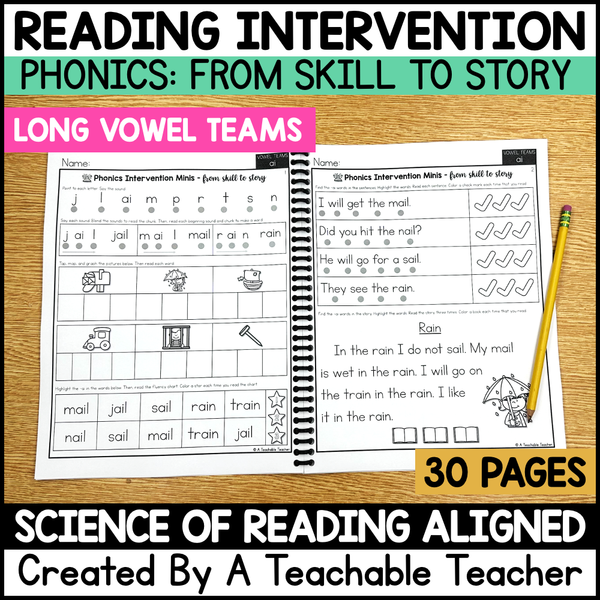 Long Vowel Team Words- Worksheets for Reading Intervention – A ...