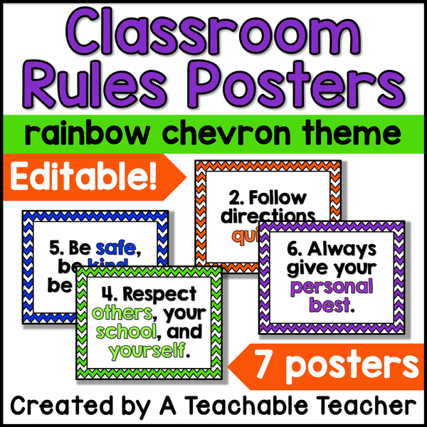 Editable Class Rules Posters - Rainbow Chevron – A Teachable Teacher
