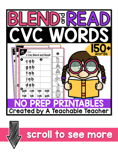 Blend and Read - CVC Words – A Teachable Teacher