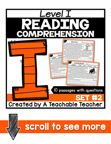 Level I Reading Comprehension Passages and Questions - Set Two – A ...