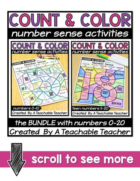 Count and Color- The Bundle- Numbers 0-20 – A Teachable Teacher