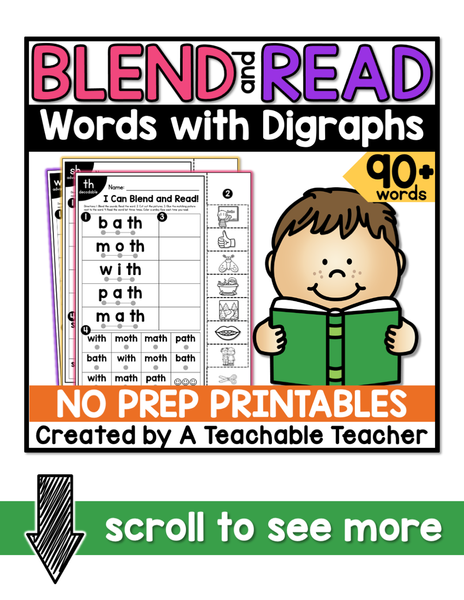 Blend and Read - Words with Digraphs – A Teachable Teacher