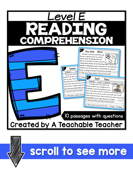 Level E Reading Comprehension Passages and Questions – A Teachable Teacher
