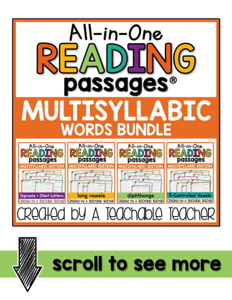 Multisyllabic Words Reading Passages - All-in-One BUNDLE – A Teachable Teacher