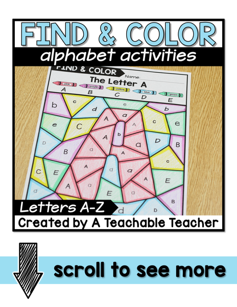 Color by Letter - Letter Recognition Activities A-Z – A Teachable Teacher