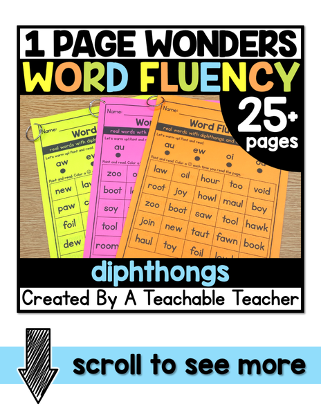 1 Page Wonders for Building Word Fluency - Diphthongs – A Teachable Teacher