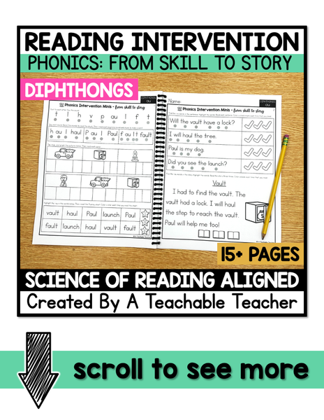 Diphthong Words- Worksheets for Reading Intervention – A Teachable Teacher