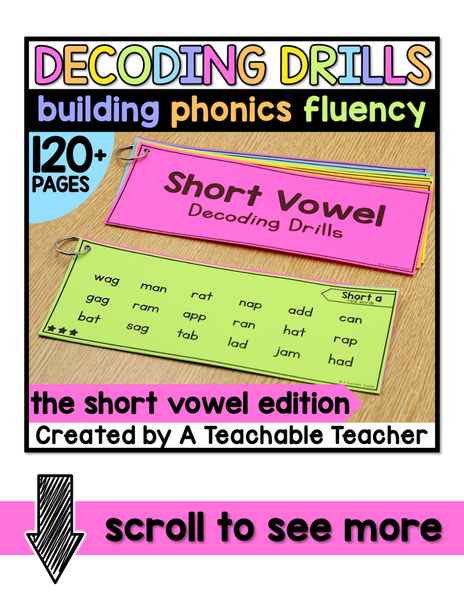 Decoding Drills for Building Phonics Fluency - The Short Vowel Edition ...
