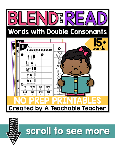 Blend and Read - Words with Double Final Consonants – A Teachable Teacher
