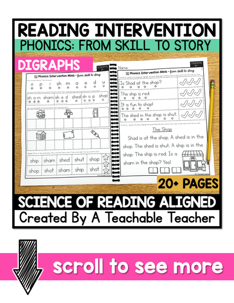 Digraphs Words Worksheets for Digraphs Reading Intervention – A ...