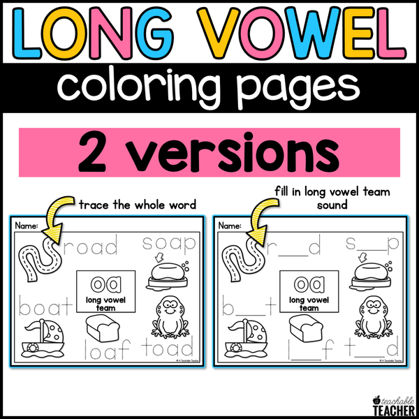 Long Vowel Teams Coloring Pages – A Teachable Teacher
