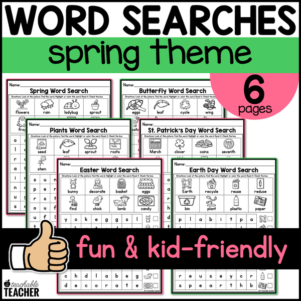Spring Themed Word Searches – A Teachable Teacher