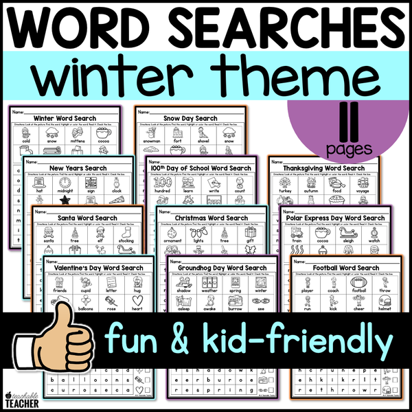 Winter Themed Word Searches – A Teachable Teacher