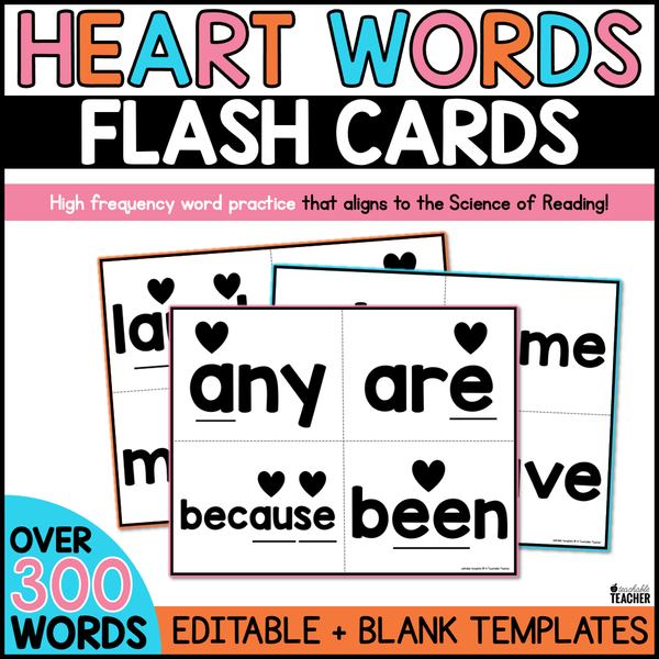 Heart Words Flash Cards for Science of Reading High Frequency Words Li ...