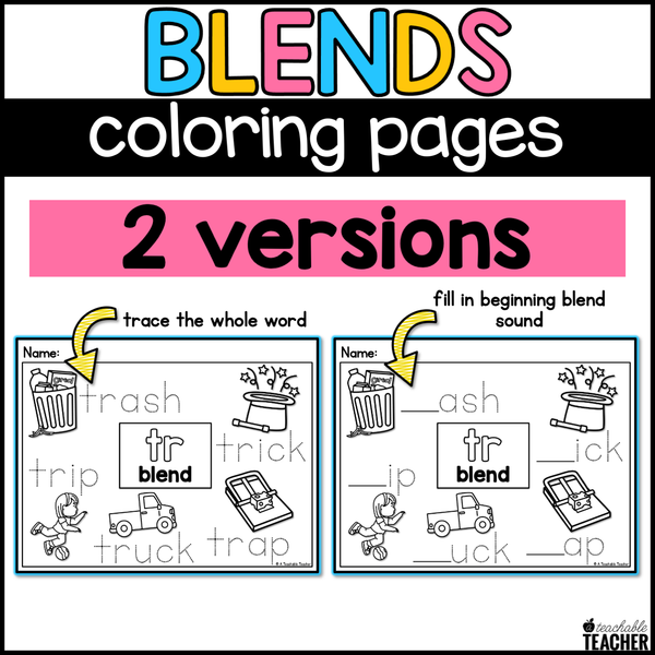 Beginning Blends Coloring Pages – A Teachable Teacher