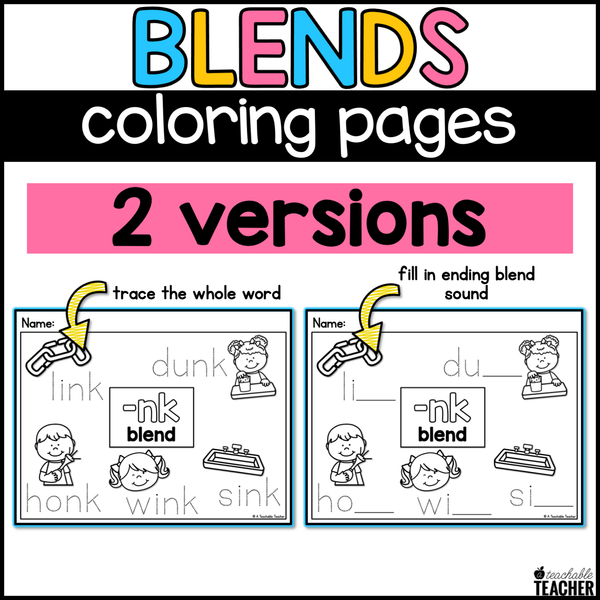 Ending Blends Coloring Pages – A Teachable Teacher