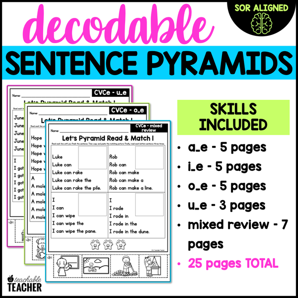 Decodable Sentence Pyramids- CVCe Words – A Teachable Teacher