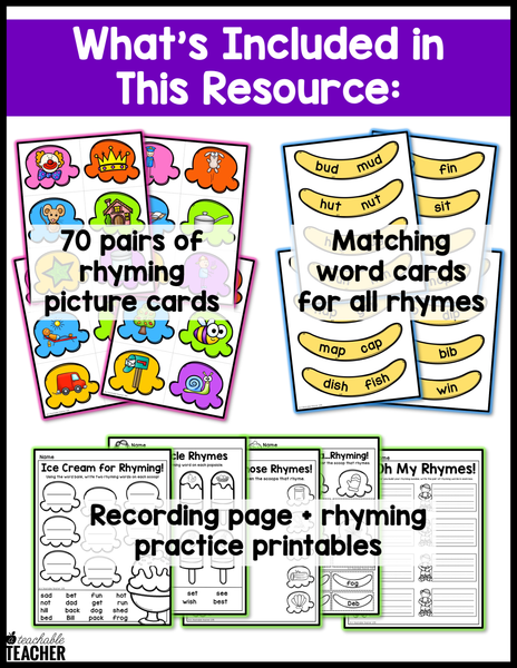 Ice Cream for Rhyming Center and Printables – A Teachable Teacher