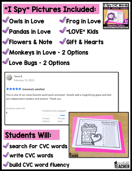I Spy CVC Words - Valentine Edition – A Teachable Teacher