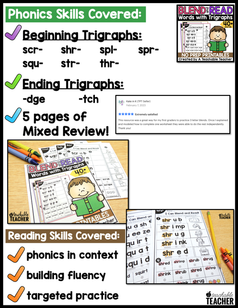 Blend and Read - Words with Trigraphs – A Teachable Teacher