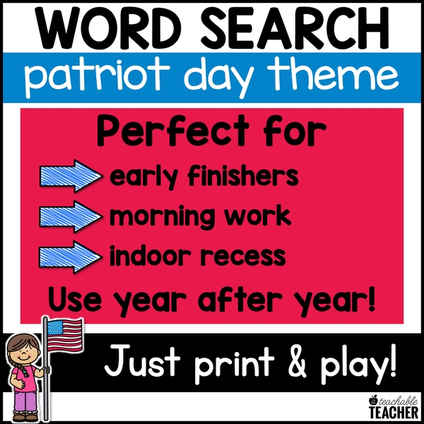 Patriot Day Word Search – A Teachable Teacher