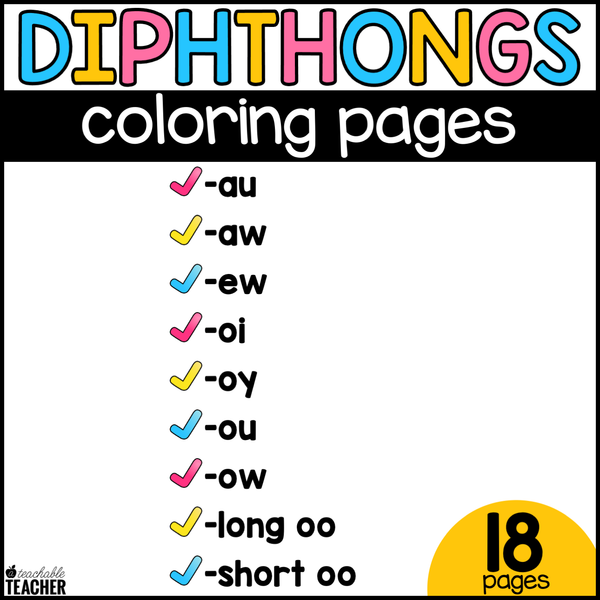 Diphthong Coloring Pages – A Teachable Teacher