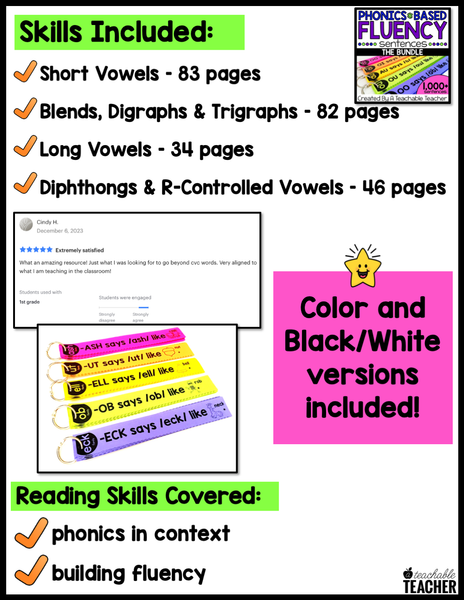 Phonics Based Fluency Sentences- THE BUNDLE – A Teachable Teacher