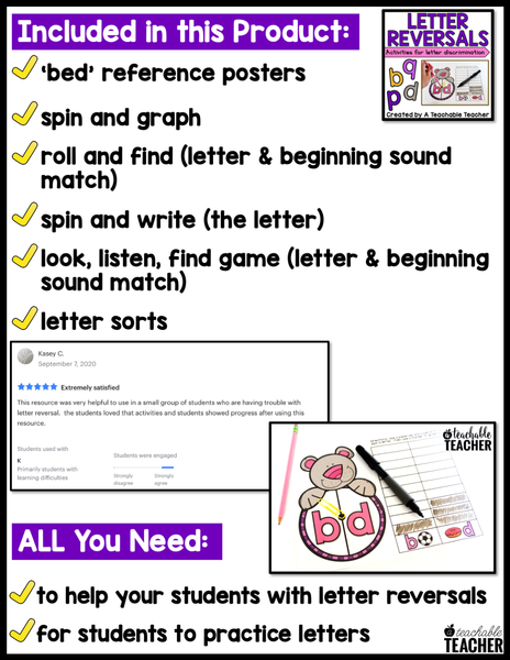 Letter Reversals - Activities for Letter Discrimination – A Teachable ...