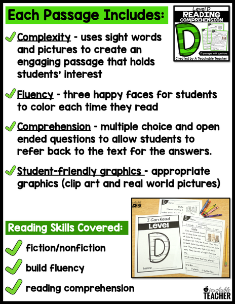 Level D Reading Comprehension Passages and Questions – A Teachable Teacher