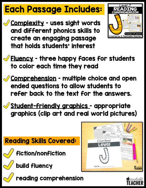 Level J Reading Comprehension Passages and Questions – A Teachable Teacher