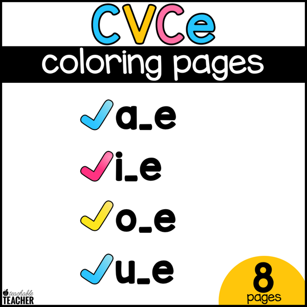 CVCe Coloring Pages – A Teachable Teacher