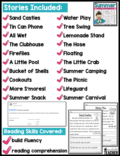 Summer Reading Comprehension – A Teachable Teacher