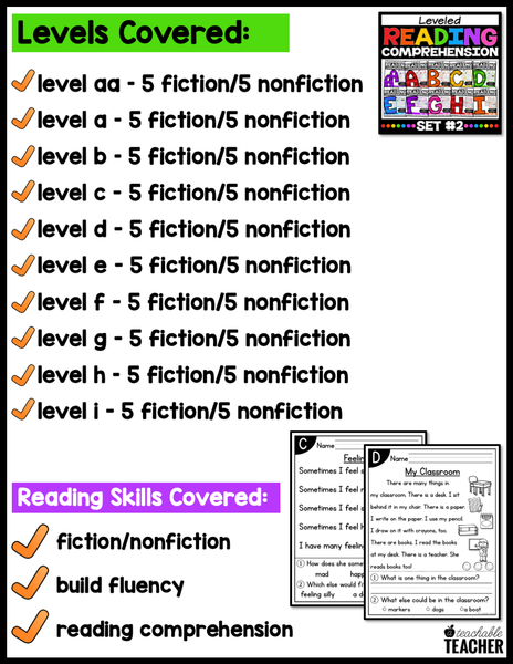 Leveled Reading Passages A-I BUNDLE SET TWO – A Teachable Teacher