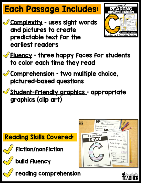 Level C Reading Comprehension Passages and Questions – A Teachable Teacher