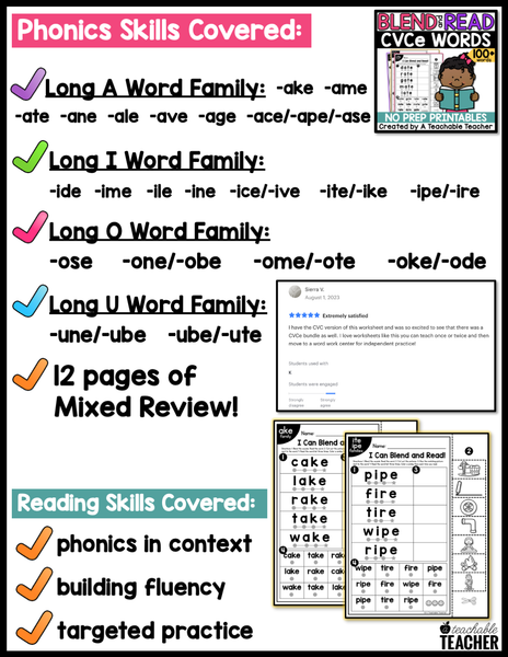 Blend and Read - CVCe Words – A Teachable Teacher