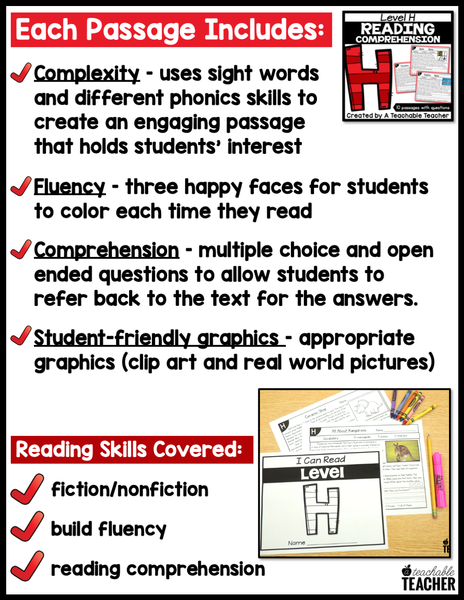 Level H Reading Comprehension Passages and Questions – A Teachable Teacher