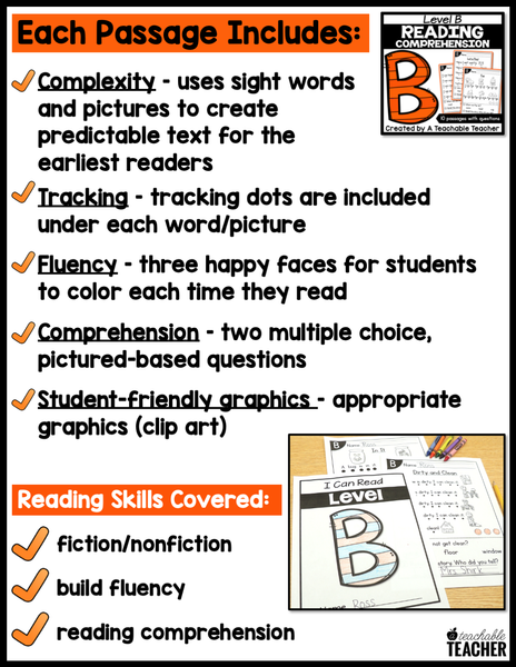 Level B Reading Comprehension Passages and Questions – A Teachable Teacher