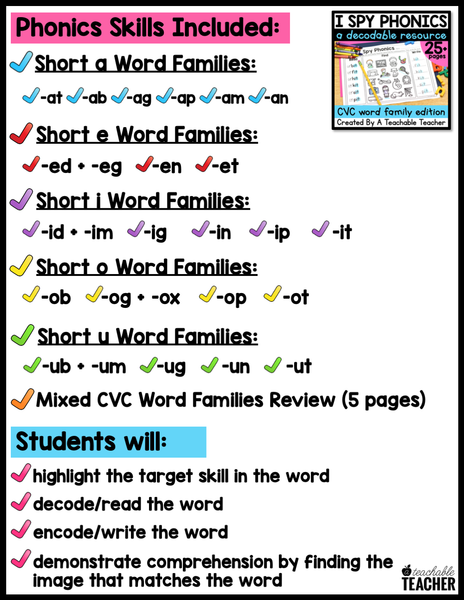 I Spy Phonics: Read & Write CVC Words – A Teachable Teacher