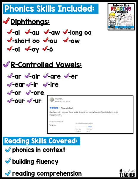 Interactive Reading Passages - Diphthongs and R-controlled Vowels – A ...
