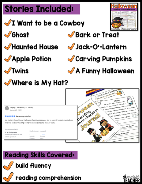 Halloween Reading Comprehension – A Teachable Teacher