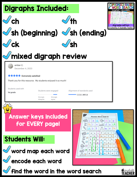 Digraph Words Worksheets Phonics Word Search: Write & Find Words with ...