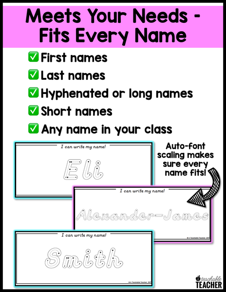 Editable Italicized Name Writing Practice Mats – A Teachable Teacher