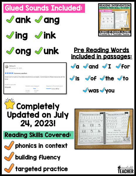 Glued Sounds - Worksheets for Reading Intervention – A Teachable Teacher