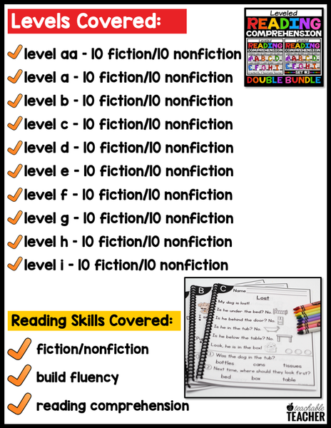 Leveled Reading Comprehension Passages AA-I DOUBLE BUNDLE – A Teachable ...