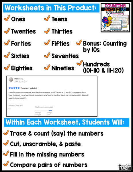 100th Day of School- Counting Zero to 120 Printable Booklet – A ...