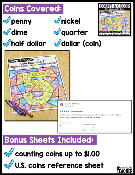Count and Color - U.S. Coin Activities – A Teachable Teacher