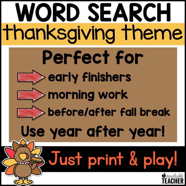 Thanksgiving Word Search – A Teachable Teacher